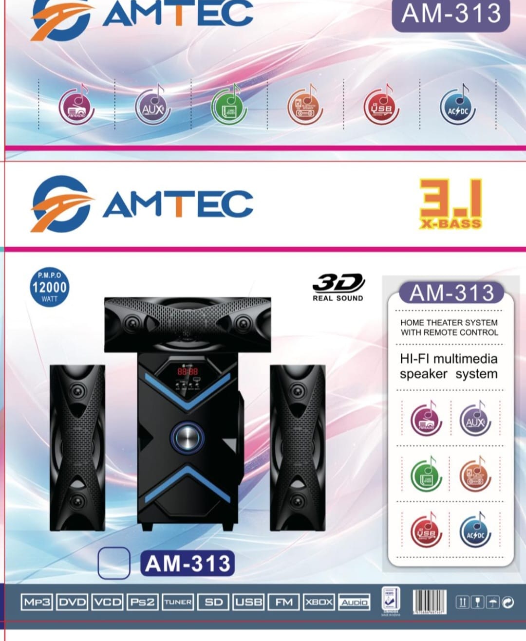 Amtec AM-313 3.1CH Bluetooth Woofer Home Theater System | Digital Store ...