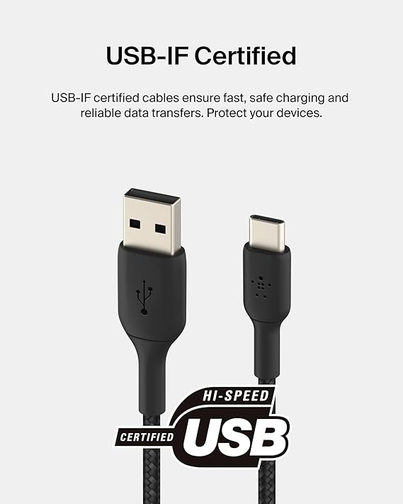 Belkin CAB002BT1MBK Cable Boost charge USB-A to USB-C Braided 1m ...