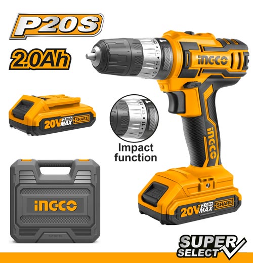 Ingco CIDLI200215 LI-Ion Impact Cordless Drill 20V | Digital Store ...