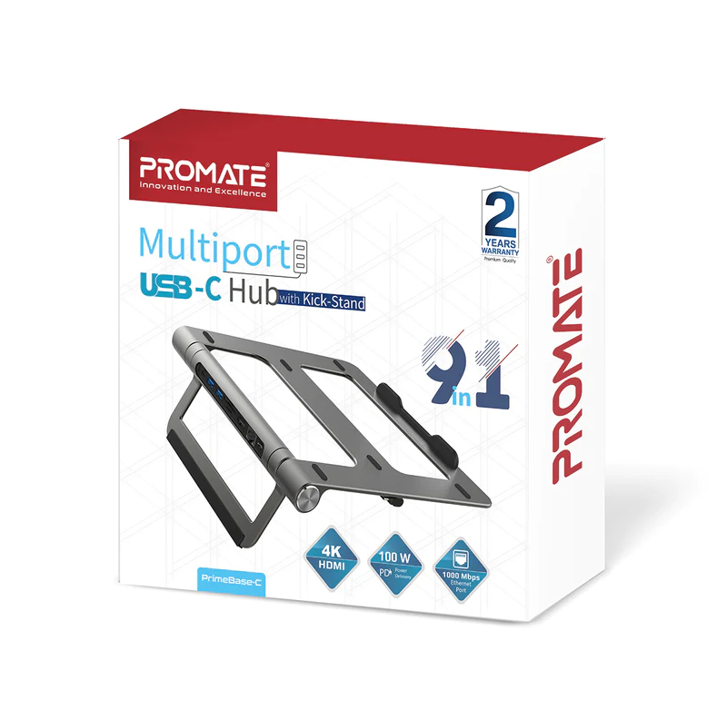 Promate 9-in-1 Laptop Stand + Removable Hub |Digital Store |Nairobi, Kenya