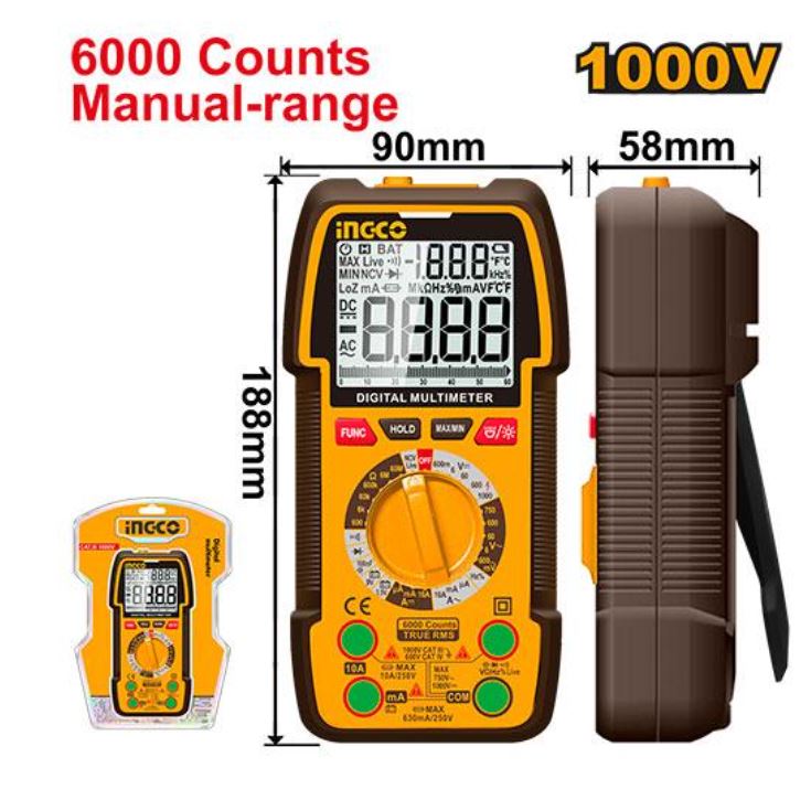 Ingco DM310002 Digital Multimeter 1000V True RMS | Digital Store ...