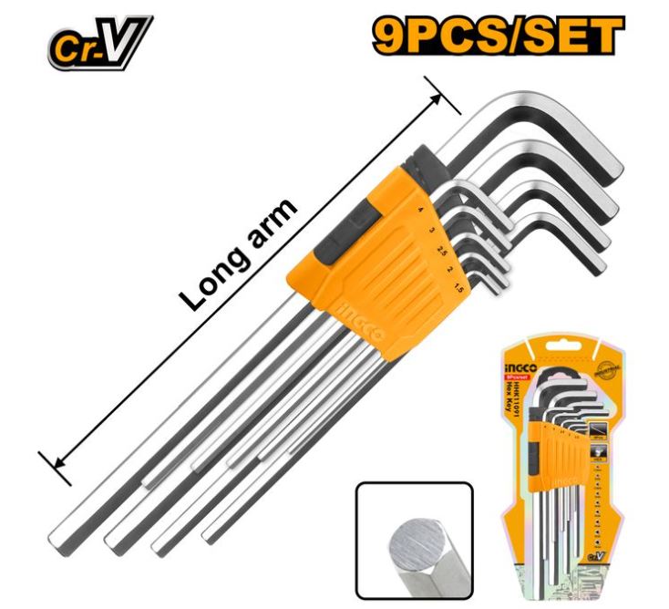 Ingco HHK11091 9pcs Hex Key Set S2 Steel – Allen Keys | Digital Store ...