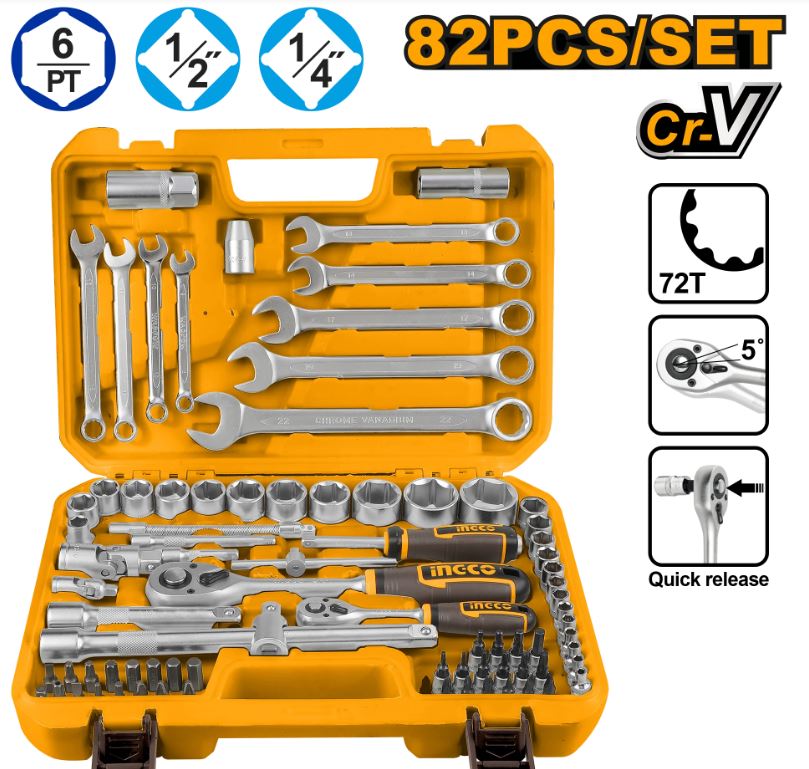 Ingco HKTS42802 82 Pcs 1/4" & 1/2" Socket Set | Digital Store | Nairobi ...