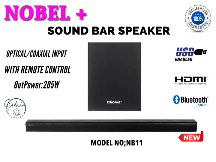 Nobel+ NB11 Soundbar System Bluetooth with Remote Function | Digital ...